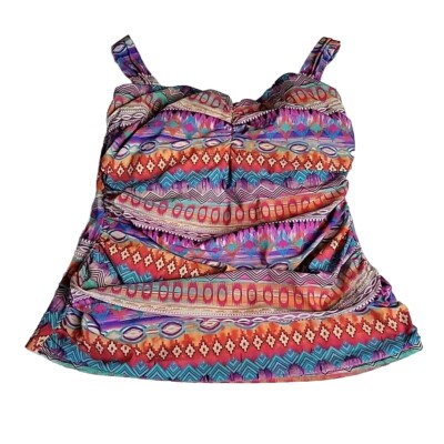 Profile by Gottex Tankini Womens 40DD Orange Purple Aztec Tribal Geo ...