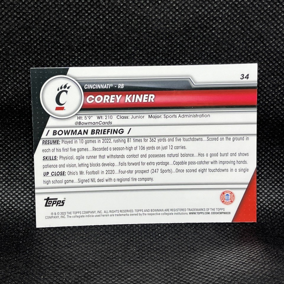 Corey Kiner 2023 Bowman University Sapphire Football 34 1st Cincinnati ...