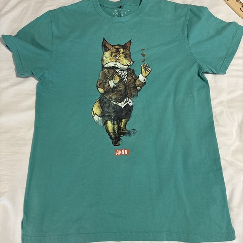 Akoo Shirt Mens Medium Short Sleeve Posh Fox Crew Neck Knit Pullover ...