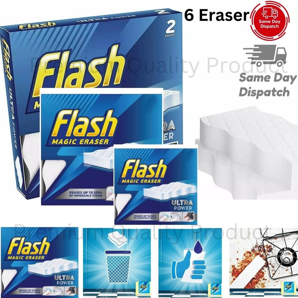 FLASH MAGIC ERASER ULTRAPOWERF RE-USABLE SPONGE REMOVER STAIN SCUFFS ...