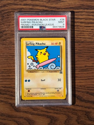 Pokemon League Black Star Surfing Pikachu Promo #28 PSA9 Cert ...