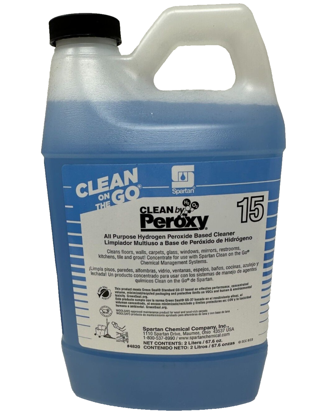 2 Liter Bottle of Spartan Clean By Peroxy Clean on the Go #15 New Free ...