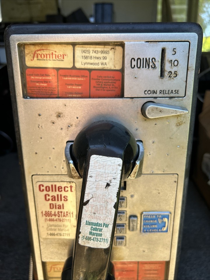 Vintage Black Phone Booth Payphone Push Button Telephone GTE Frontier ...