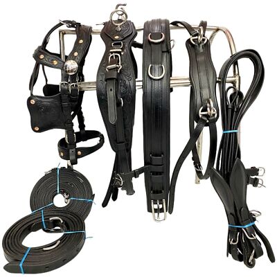 Anatomical leather harness for one-horse carriage – BLACK | eBay