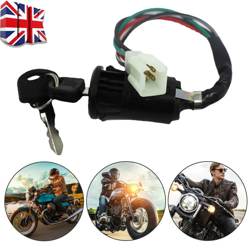 Universal Motorcycle Ignition Barrel Key Switch 4 wire Quad On/Off Pit ...