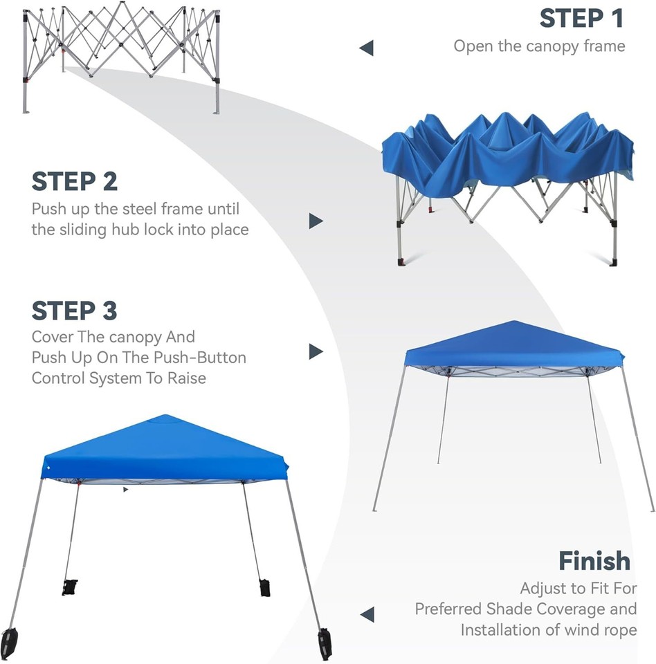 Instant Shelter Canopy,Angled Leg 12'x12' UV Block Sun Shade Canopy ...