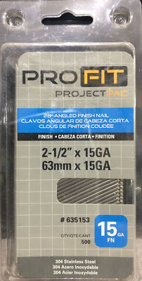 (500 Pack) ProFIT 28 Degree 304 STAINLESS STEEL Finish Nail 2-1/2” 15 ...