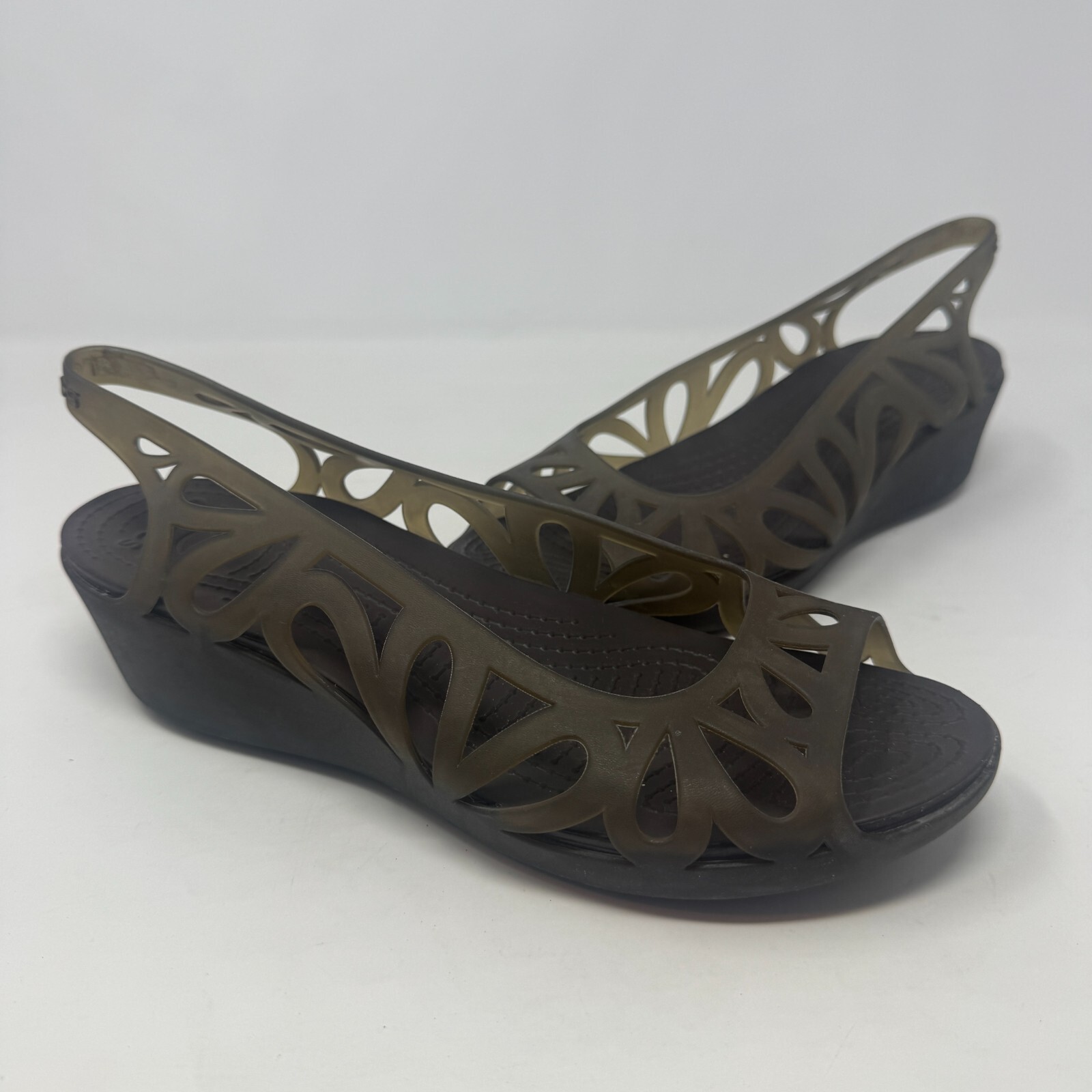 Crocs Adriana III Mini Wedge Sandals Brown Slip On Co… - Gem