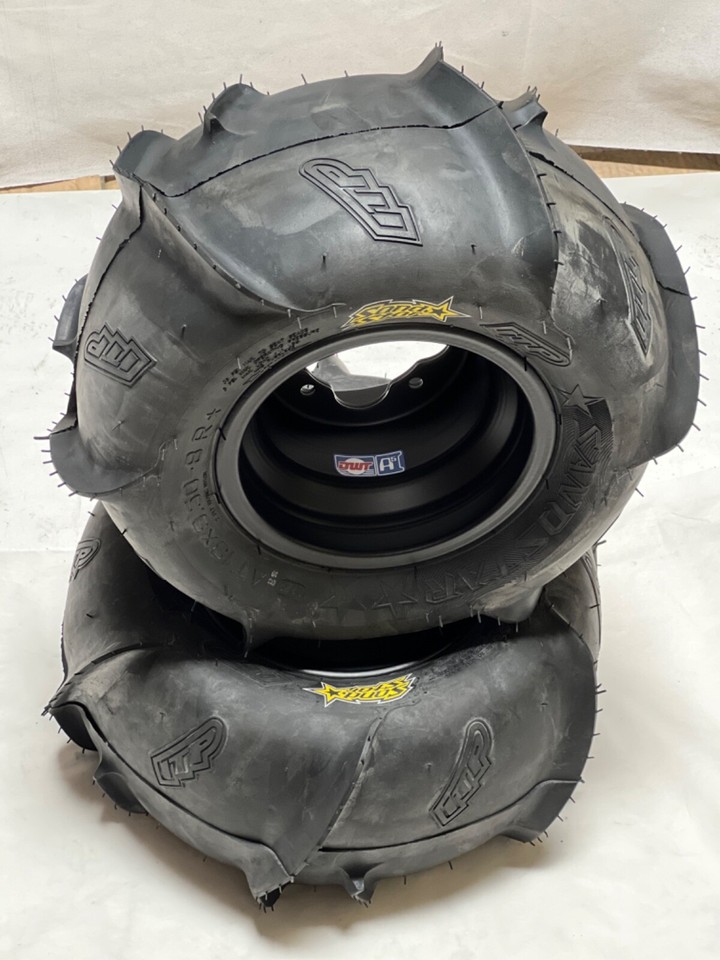 ITP Sand Star Paddle Tires DWT A5 Black Rims 10" Rear Raptor YFZ450 ...