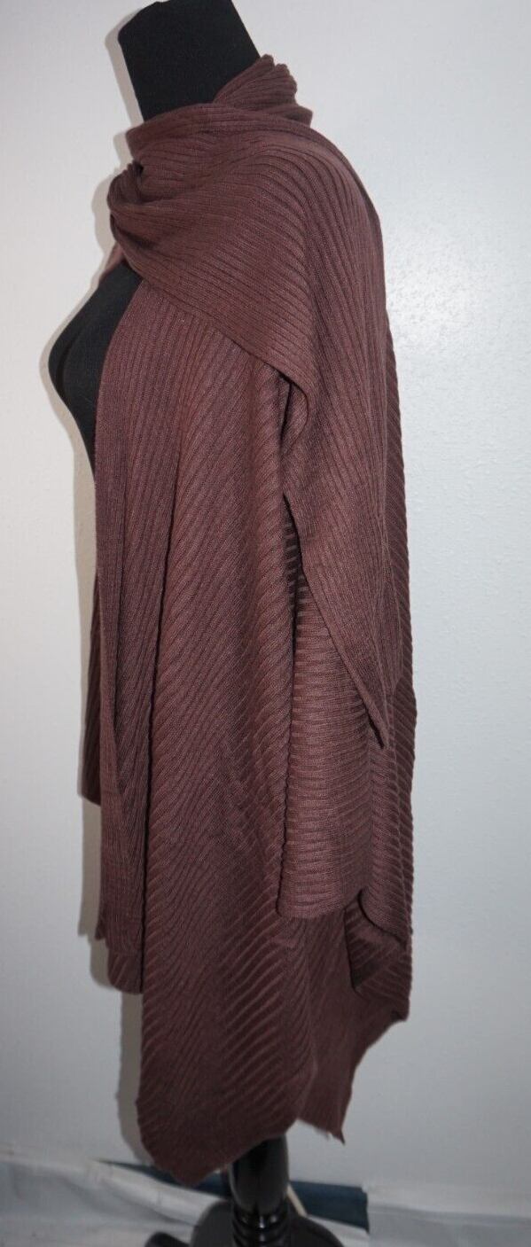 Iman Ribbed Sweater Cape Shawl Wrap Espresso Brown Womans Sz M L | eBay
