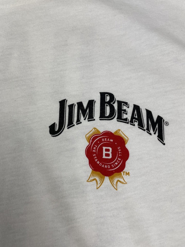 Jim Bean white T-shirt size large double sided logo bourbon | eBay