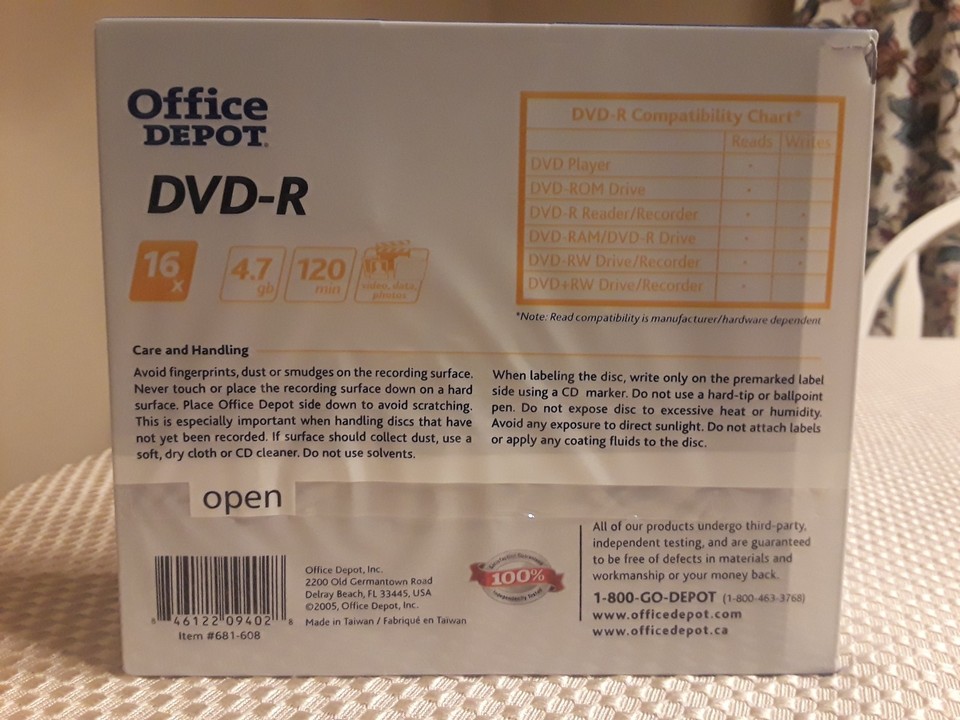 Office Depot DVD-R 10 Pack 16x 4.7 gb 120 min media discs NEW NIP | eBay