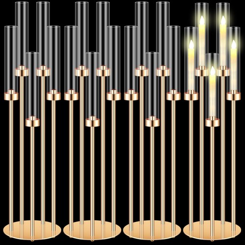 4 Pcs Acrylic Candelabra Centerpieces 35" Tall Clear Candle Holders ...