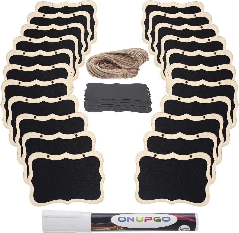 20-Pack Mini Erasable Chalkboards with Jute Twine for Elegant Party ...