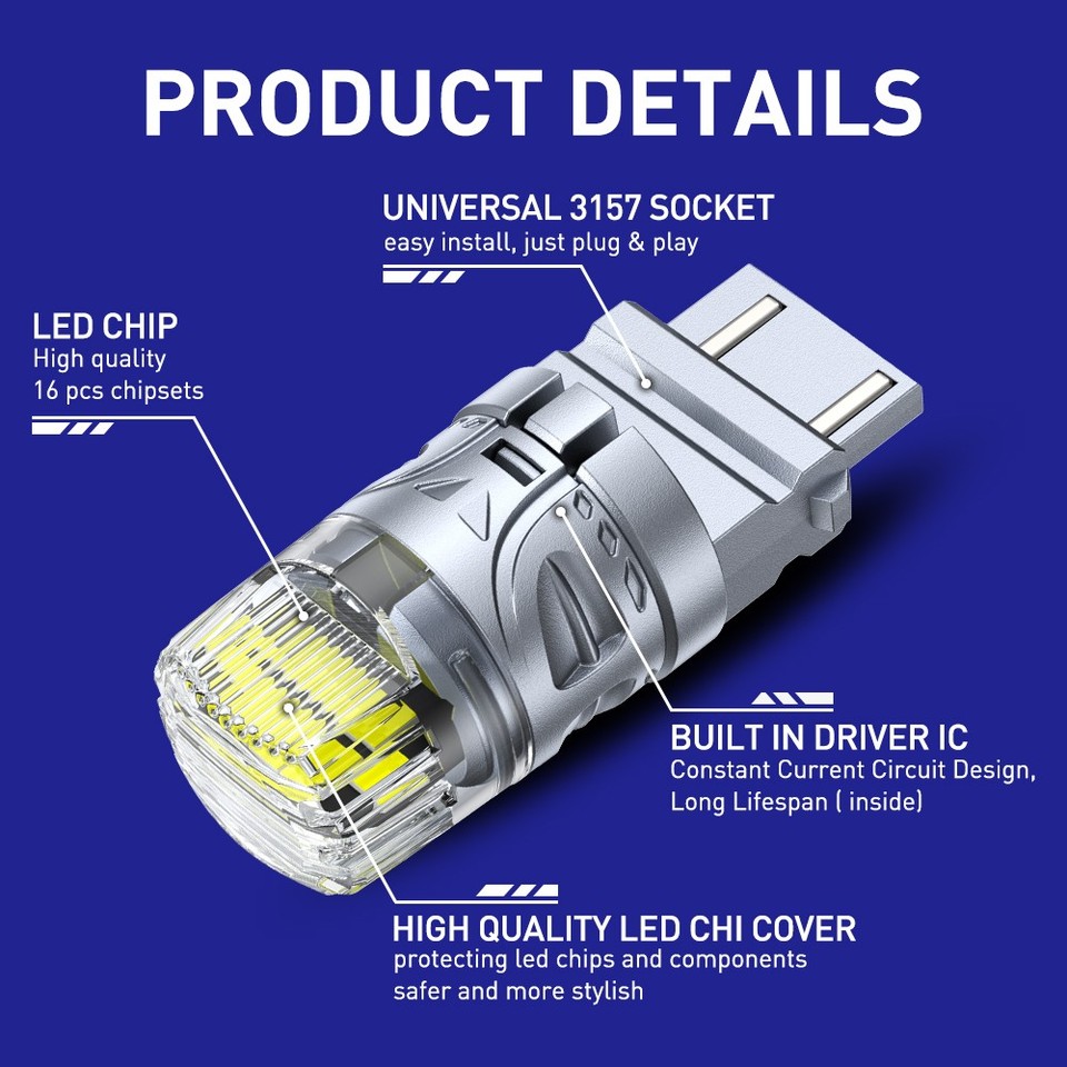 LED DRL Driving Daytime Running Light Bulbs 3156 3157 4114 4157 HID ...