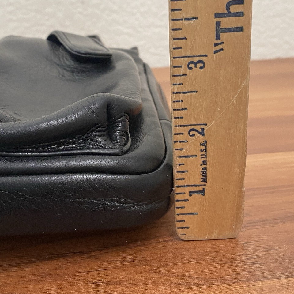 Vintage PERLINA New York Black Genuine Leather Sling Crossbody Bag EUC ...