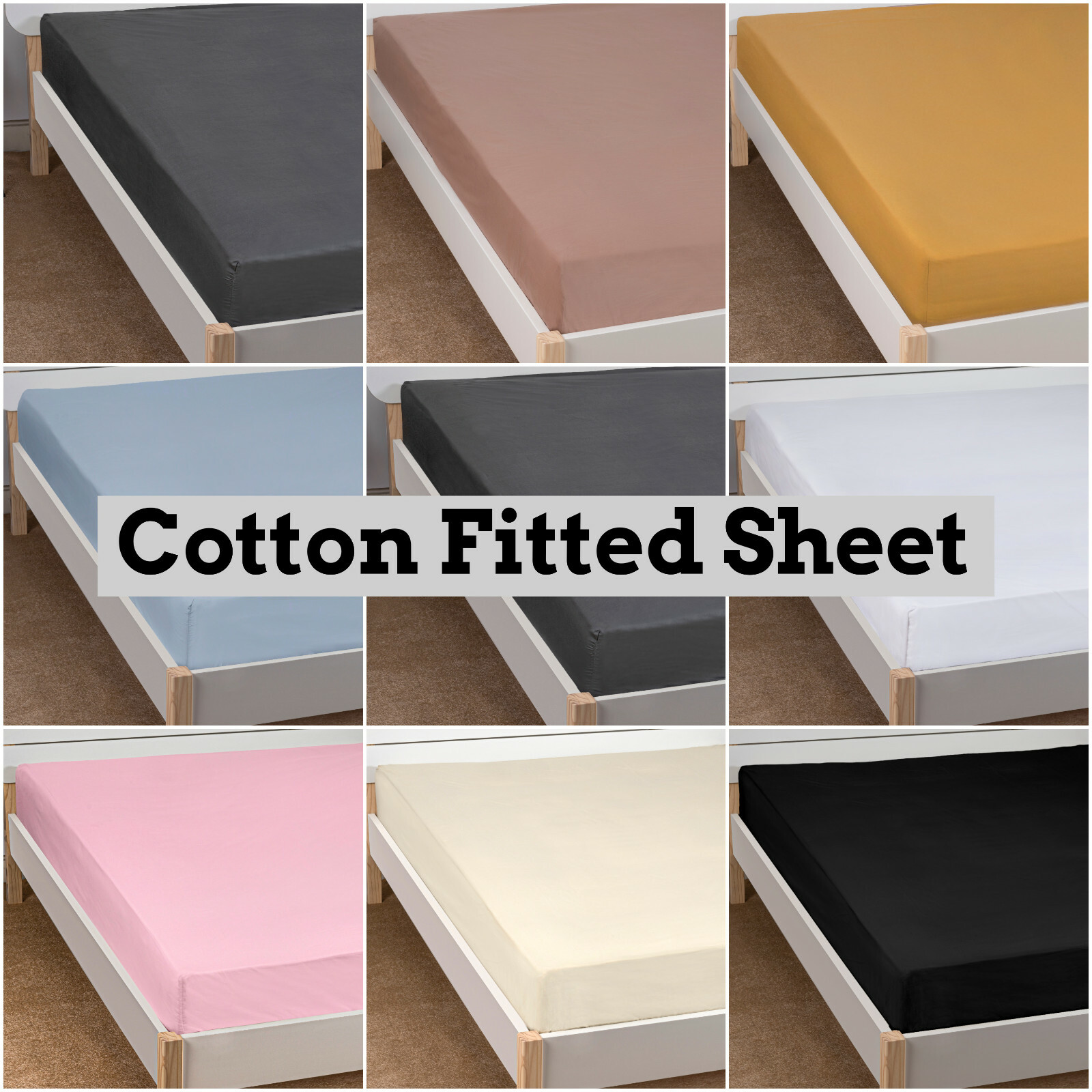 100% Egyptian Cotton Fitted Sheet 200TC Single 4FT Small Double King ...