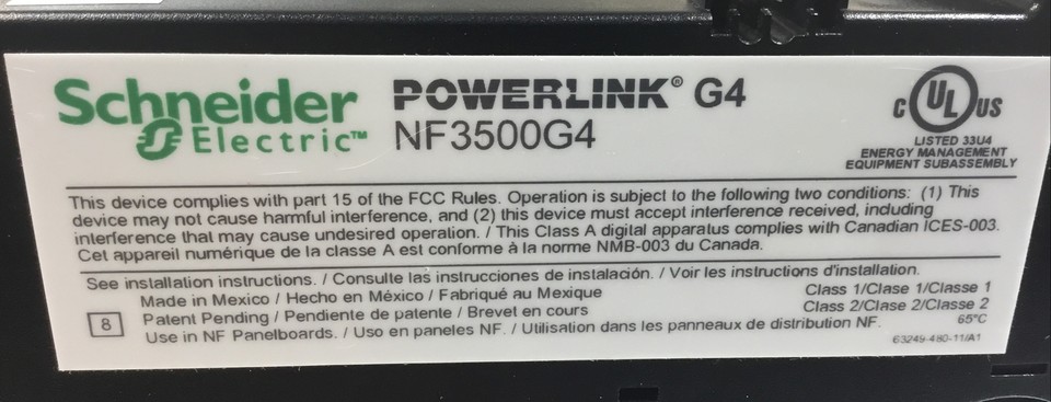SCHNEIDER ELECTRIC NF3500G4 Powerlink Controller Digital Display 3B-9 ...