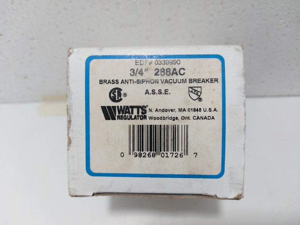 Watts Regulator 3/4" 288AC Brass Anti-Siphon Vacuum Breaker /Watts ...