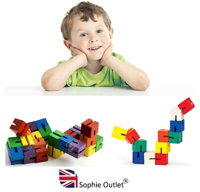 Wooden Twist & Lock Blocks Mini Puzzle Toy for Kids - Party Bag Gift ...