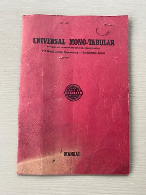 Vintage Universal Mono-Tabular Broach Operating Manual Book Printing ...