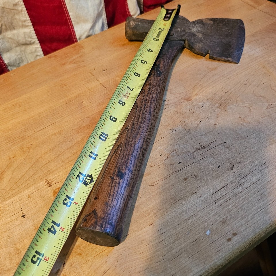 Antique Primitive Hand Tool Hammer Hatchet Shingling Axe Oak Handle ...