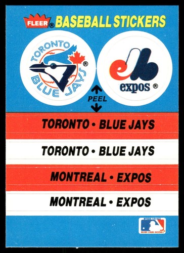 1987 Fleer Team Stickers Toronto Blue Jays / Montreal Expos | eBay