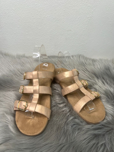 Vionic MISA Adjustable Slide Sandals Strappy Rose Gold Metallic Women’s ...