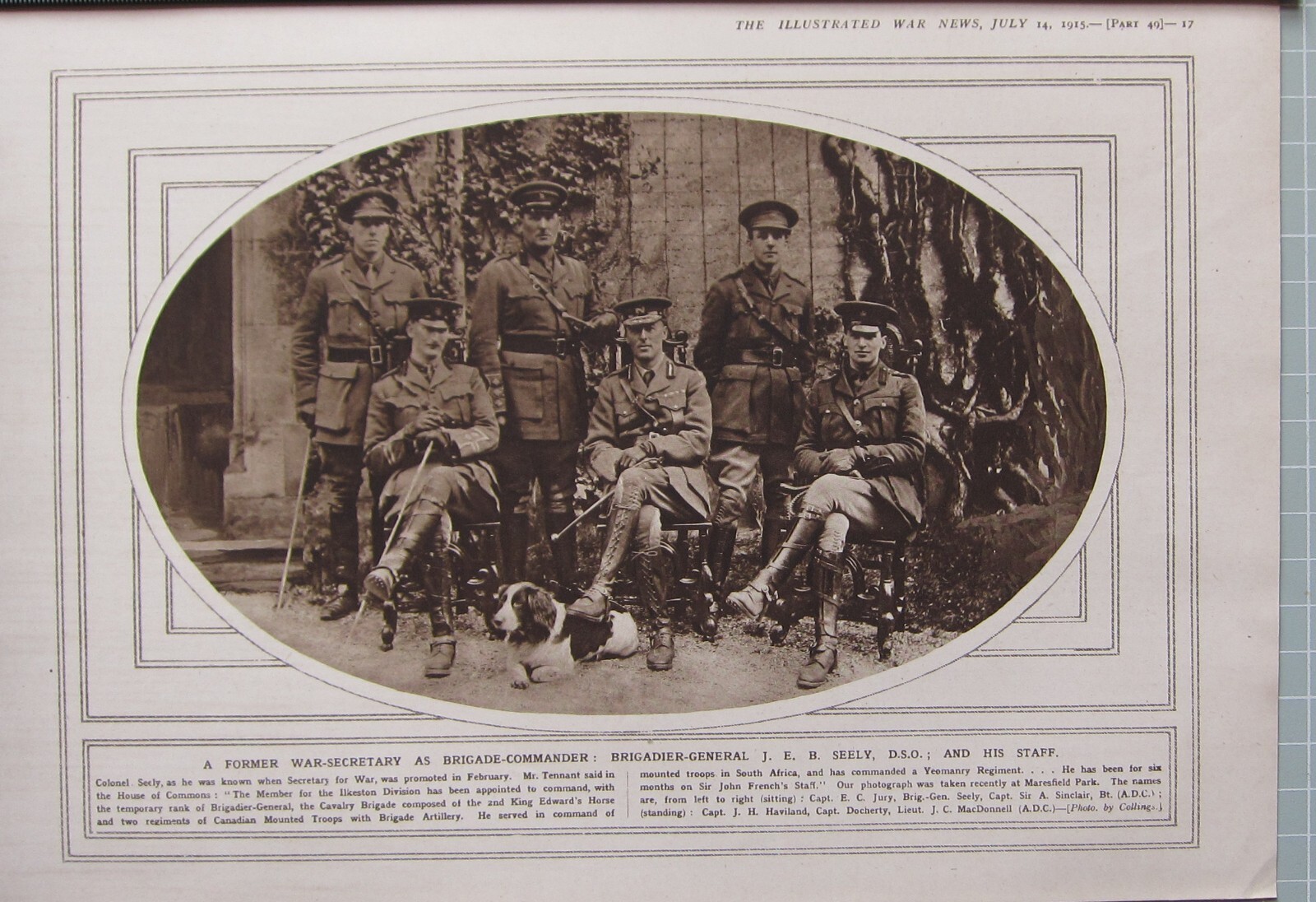 1915 WWI WW1 Aufdruck Brigadier-General Seely & Personal | eBay