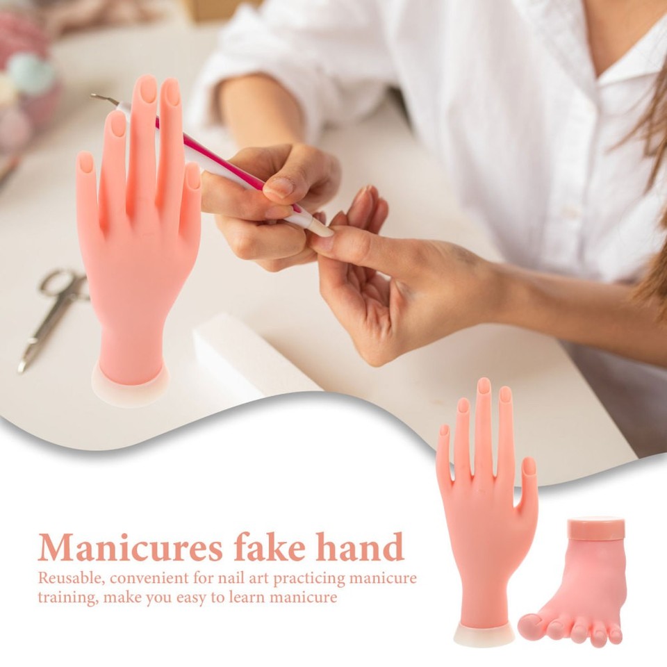 2 PCS Fake Foot for Nail Tech Artificial Hand Practice Model Manicure ...