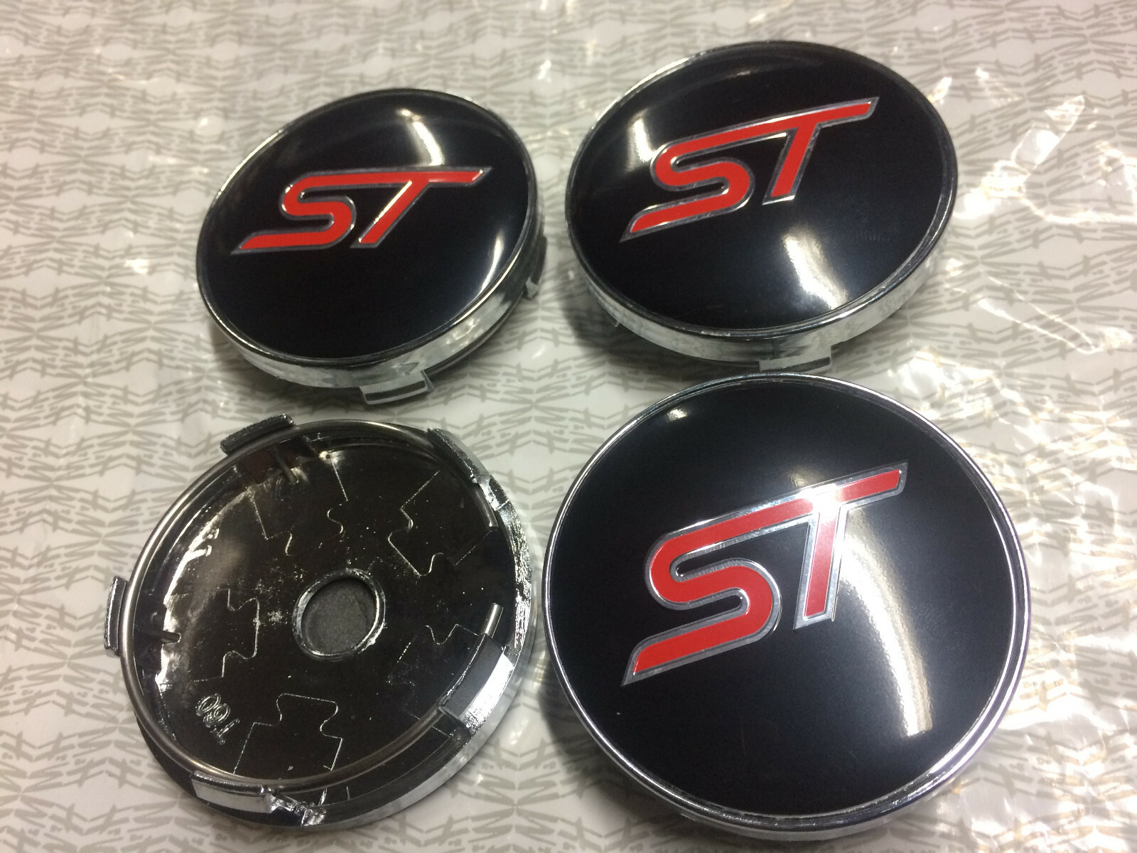 4x ST Ford Alloy Wheel Hub Centre Cap Set Center Caps Red 60mm | eBay UK