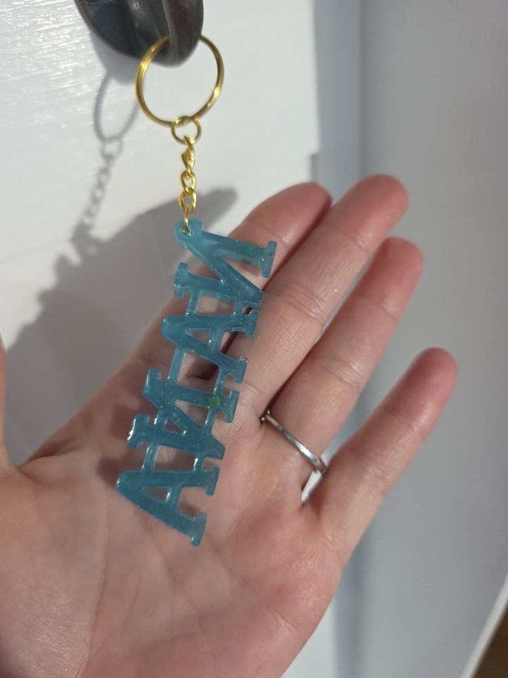 Nana New Epoxy Light Blue W Sparkle Resin Key Chain | eBay