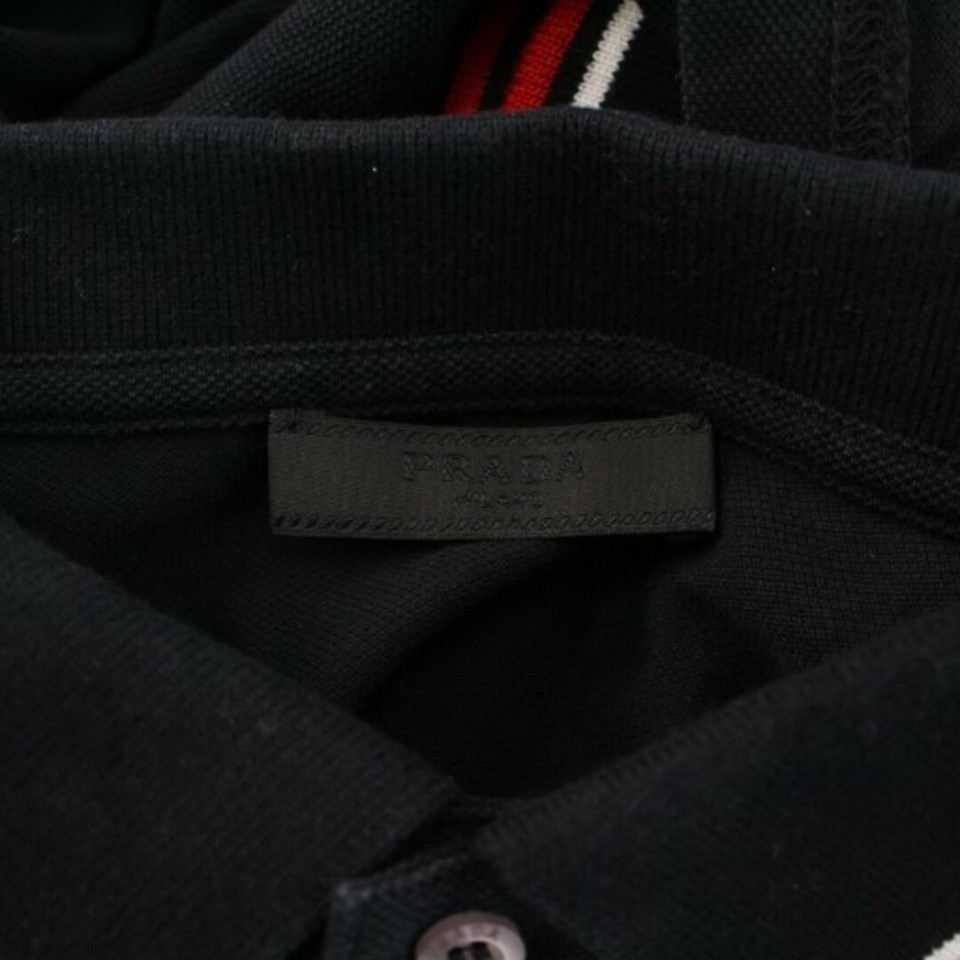 Prada Polo Shirt short-sleeve regular color half-button rubber logo ...