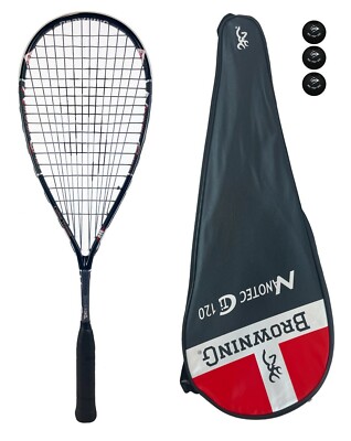 Browning Nanotec Ti 120 Red Squash Racket + 3 Dunlop Squash Balls RRP £ ...