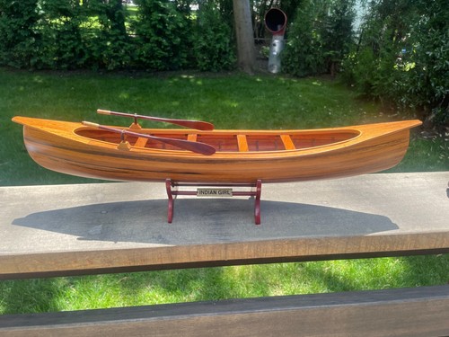 Indian Girl Wood Toy Model Canoe W/Stand | eBay