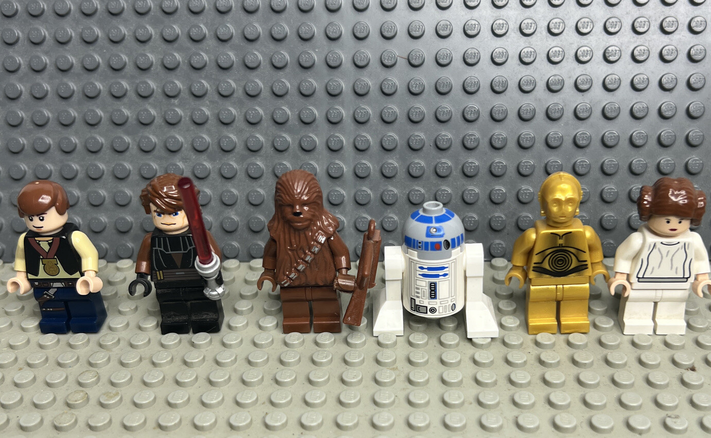 6 LEGO Star Wars Mini Figures Han Solo Anakin R2d2 C3PO Chewbacca ...