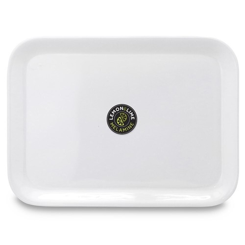 Lemon & Lime White 39.5x29cm Rectangular Server Melamine Serving Tray w ...