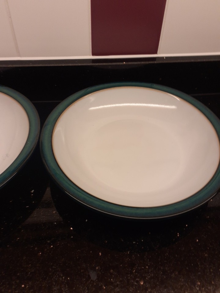Denby Greenwich Rimmed Bowls x 2 approx 16cm diameter Green | eBay UK