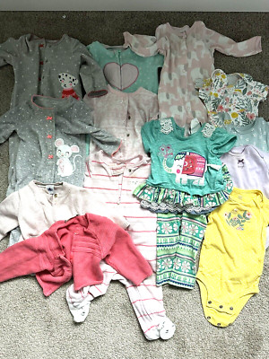 14 Piece Lot Baby Girl Clothing 6 Months Carter's cotton all season ...
