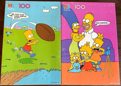 The Simpsons Puzzle Lot Milton Bradley MP 100 Pieces New Sealed Boxes ...