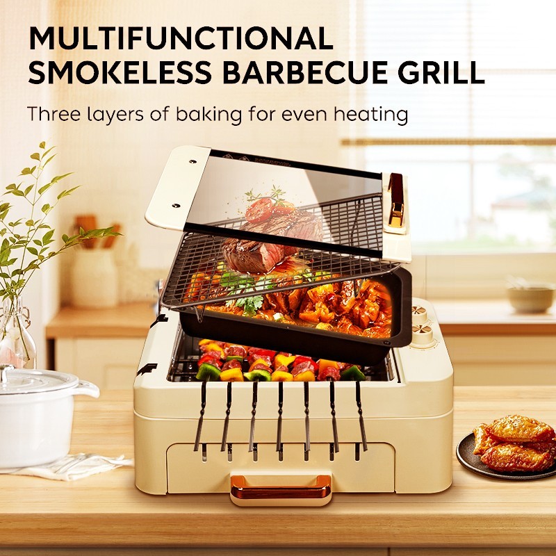Indoor BBQ Kabob Skewers Grill,3 In 1 Indoor Electric Tabletop | eBay