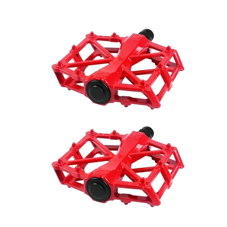 Red Mountain Bike Pedals Aluminum Alloy Stable Hollow Design Light ...