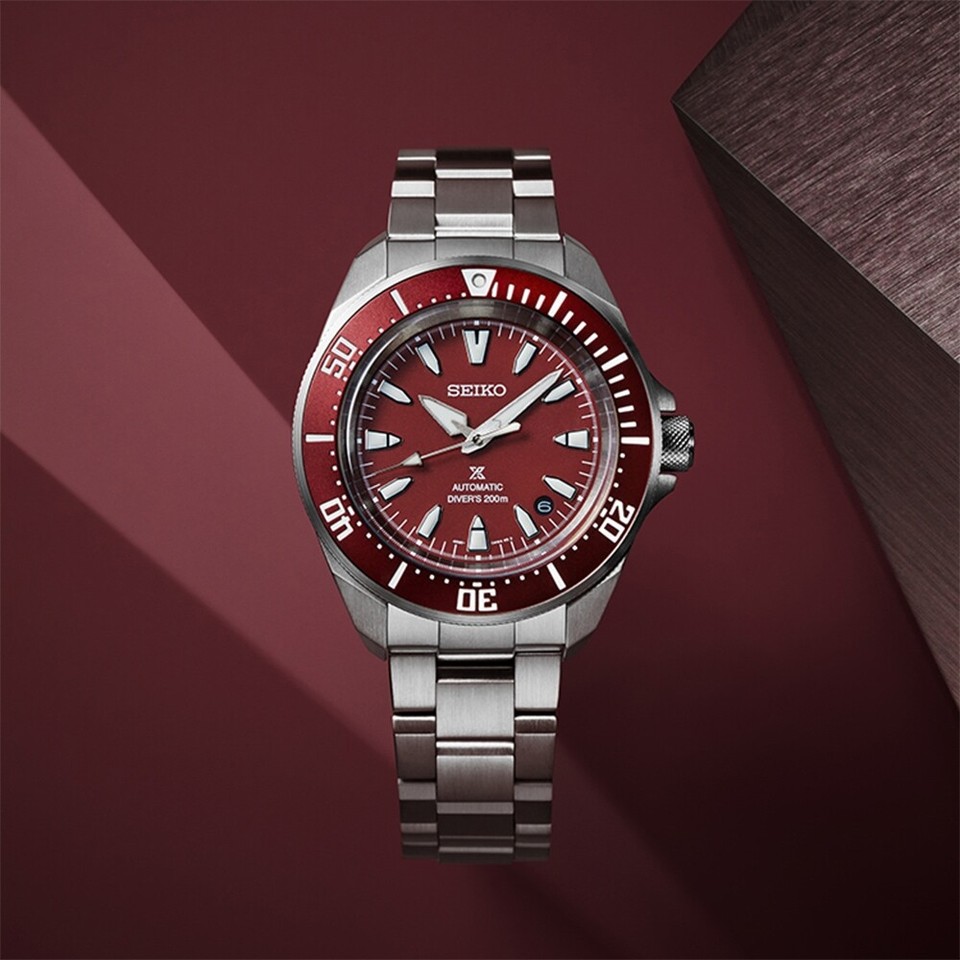 SEIKO Prospex SRPL11K1 Red Dial Automatic Diver 200M Stainless Steel | eBay