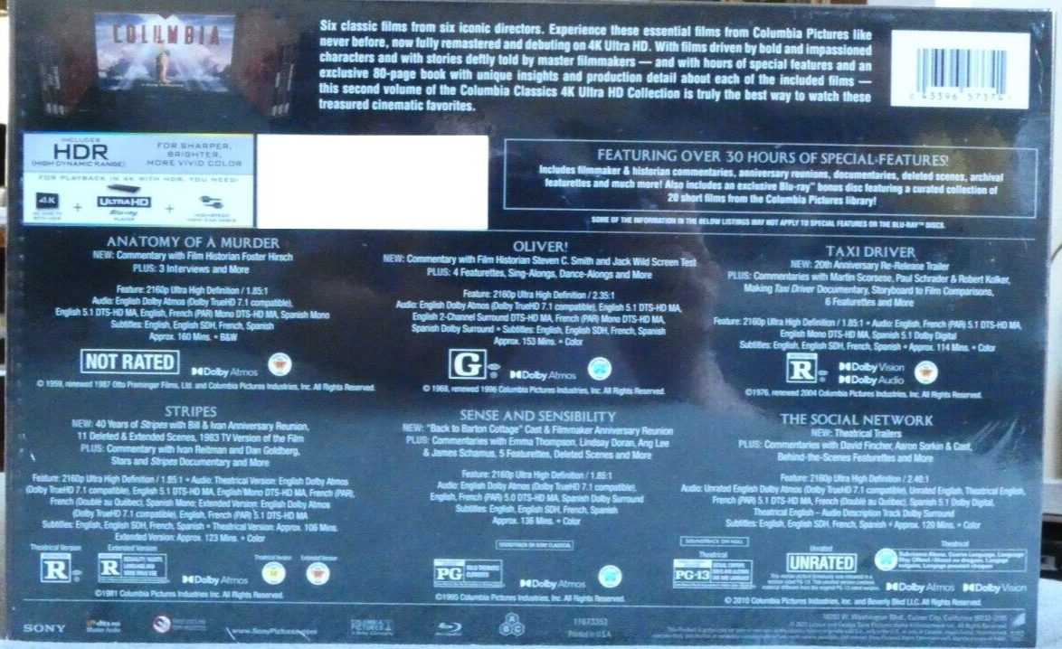 Columbia Classics Collection Volume 2 4K-UHD Blu-Ray Gift Set 6 Films ...