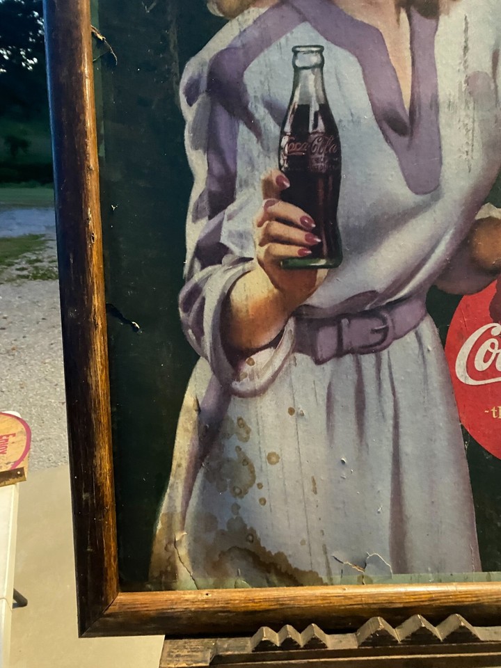 Vtg 1943 Coca Cola "Have A Coke" Lithograph Cardboard Sign WWII Era ...