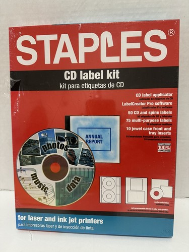 Staples CD Label Kit Applicator Software Labels and Jewel Case Inserts ...