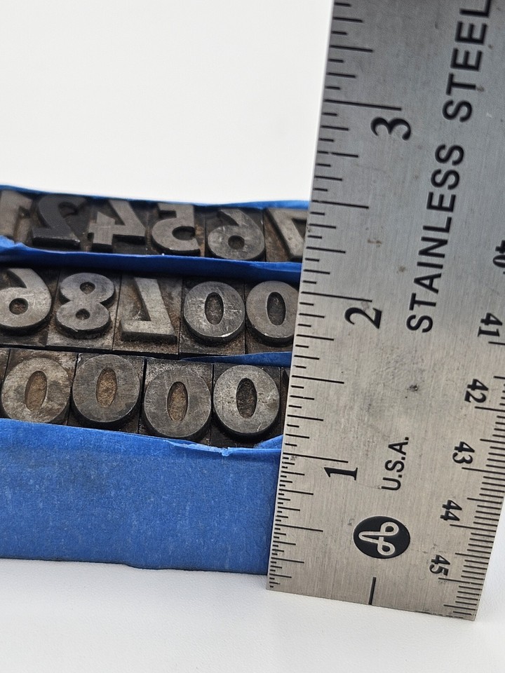 17 Piece Set of Antique Letterpress All Metal PRINTING BLOCK Numbers ...