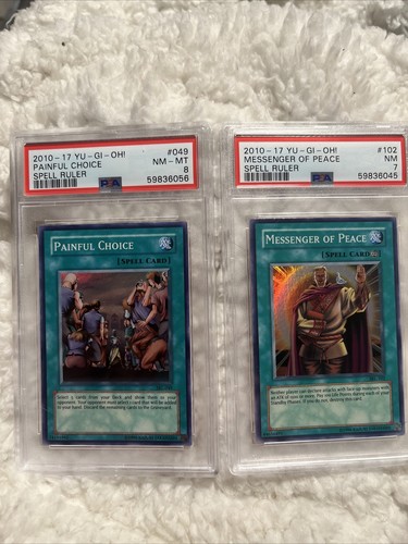 2010-17 Lot Of 2 Yugioh Painful Choice 049 PSA 8 & 7 And Messenger Of ...