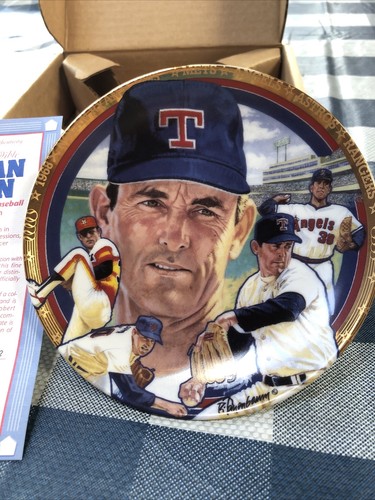 1992 Nolan Ryan Hamilton Collection 6" Plate Astros Rangers COI Angels ...