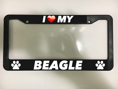 I LOVE MY BEAGLE PET DOG PET PAW PUPPY PUPPIES Black License Plate ...